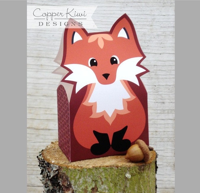 Woodland Fox Printable Party Favor Box Paper Gift Bag PDF - Etsy