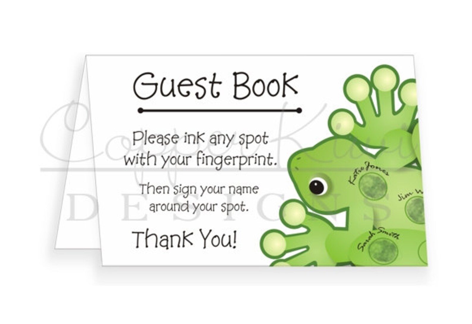 Frog Fingerprint Guest Book - Frog Birthday Party - Froggy Baby Shower ...