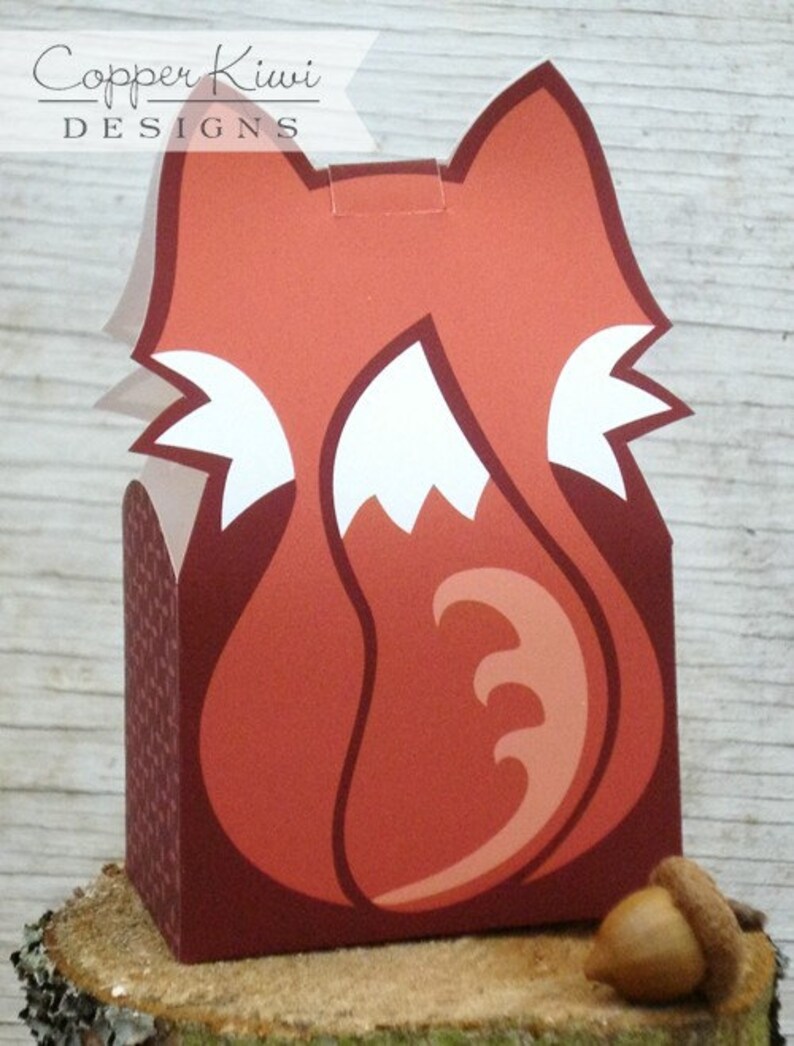 Woodland Fox Printable Party Favor Box Paper Gift Bag PDF - Etsy