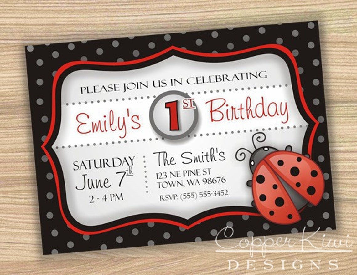 Ladybug Birthday Invitation Personalized Printable PDF - Etsy