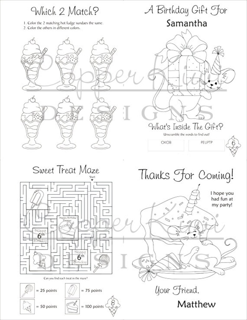 Birthday Coloring Book Kids Party Favors Girls / Boys - Etsy