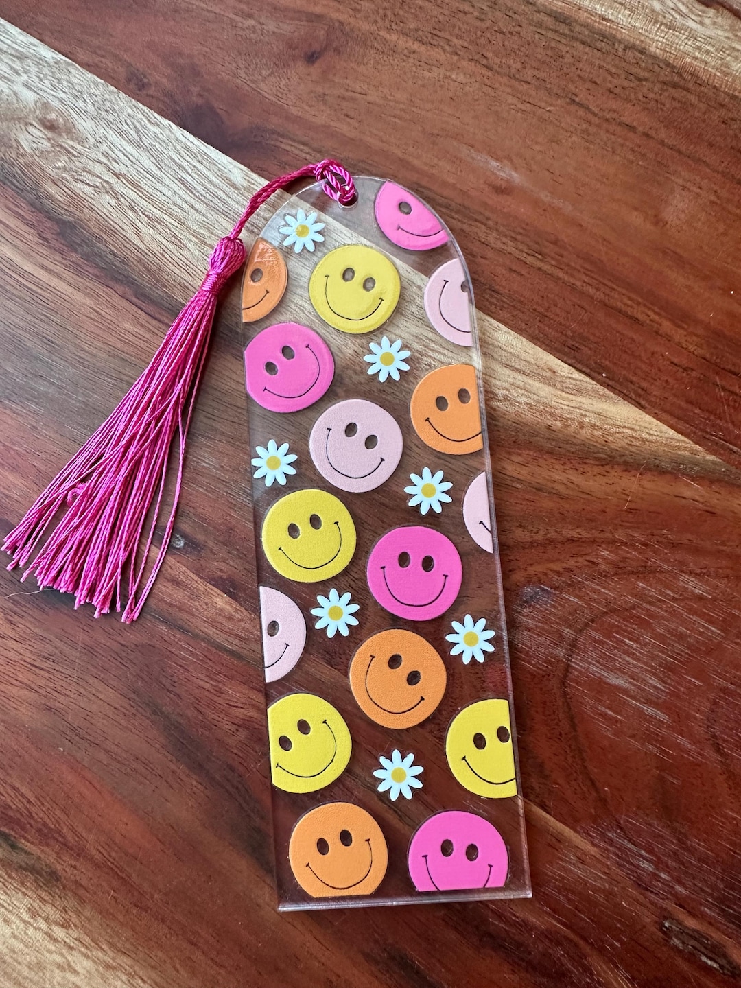 Retro Smiley Face Bookmark: Colorful Daisy Tassel - Fun Reading Gift - Etsy