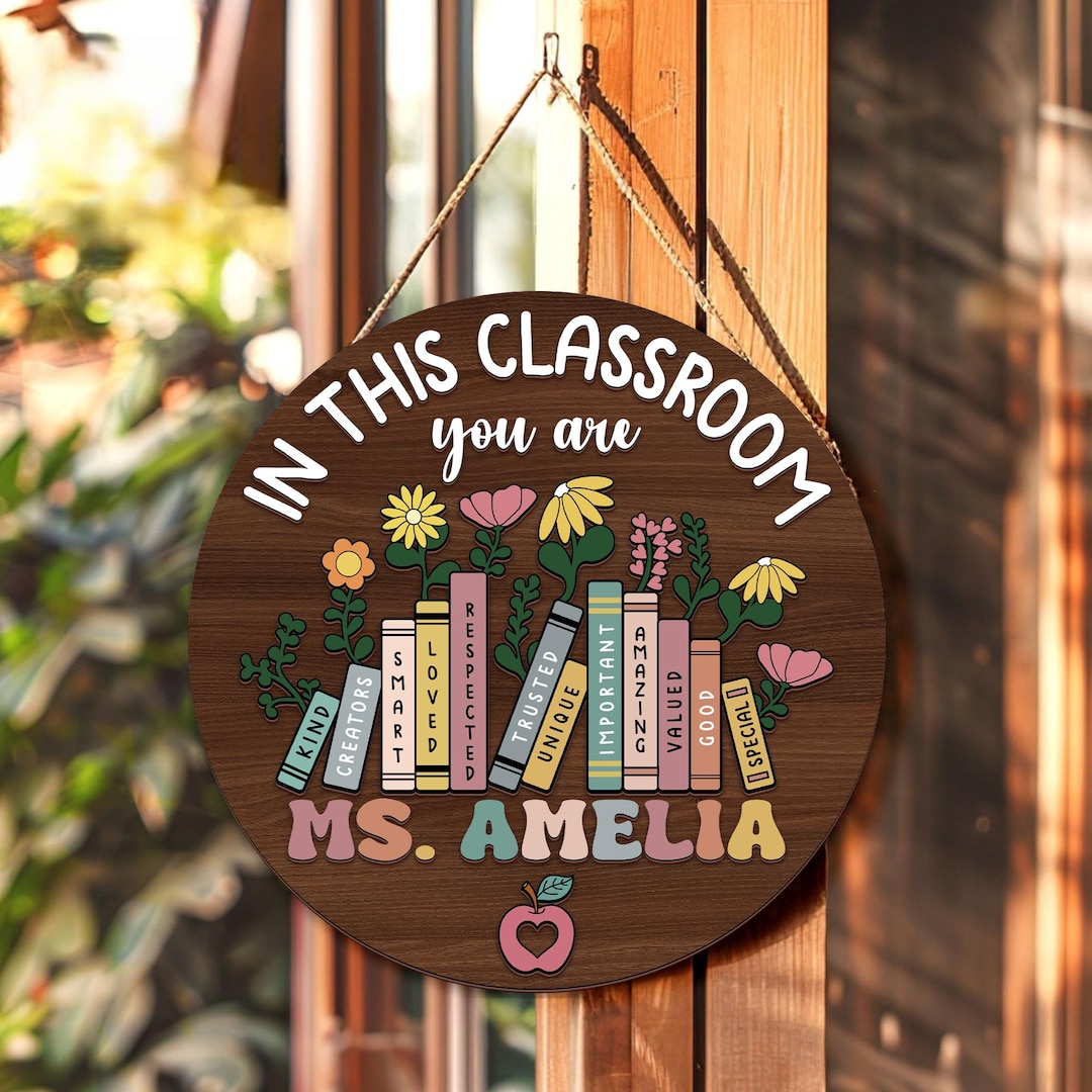 Personalized Teacher Door Hanger: 3D Classroom Decor, Custom Name Sign ...