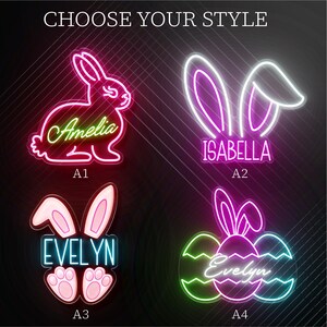 Personalized Easter Neon Sign – LED Bunny & Egg Light, Custom Easter ...
