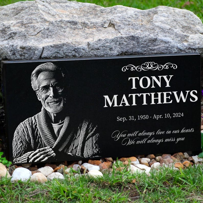 Personalized Photo Memorial Plaque, Engraved Grave Marker - Etsy