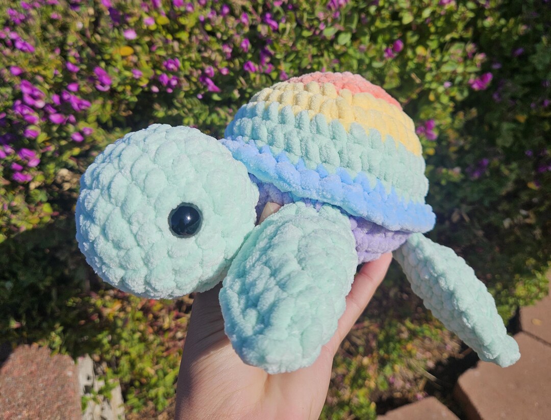 Handmade Crochet Rainbow Turtle Plushie! - Etsy