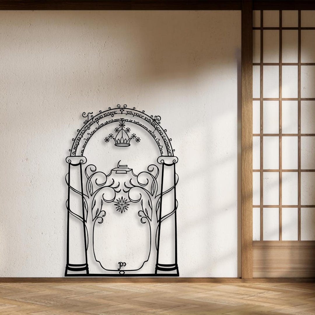 Elven Fantasy Gate Metal Wall Art – Mystical Archway Line Art Decor - Etsy