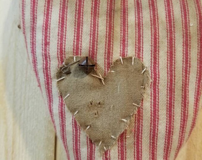Primitive Ticking Heart Rag Stuffed Pillow Farmhouse Decor - Etsy