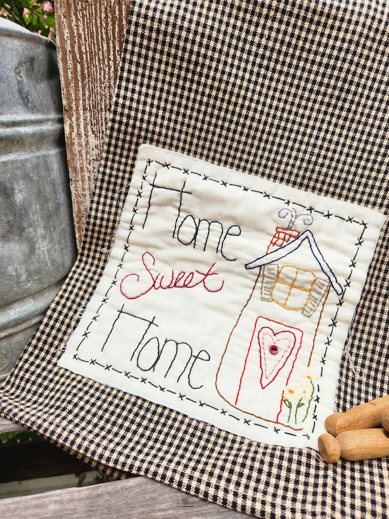 Home Sweet Home Stitchery Dish Towel Pattern Kit Primitive - Etsy