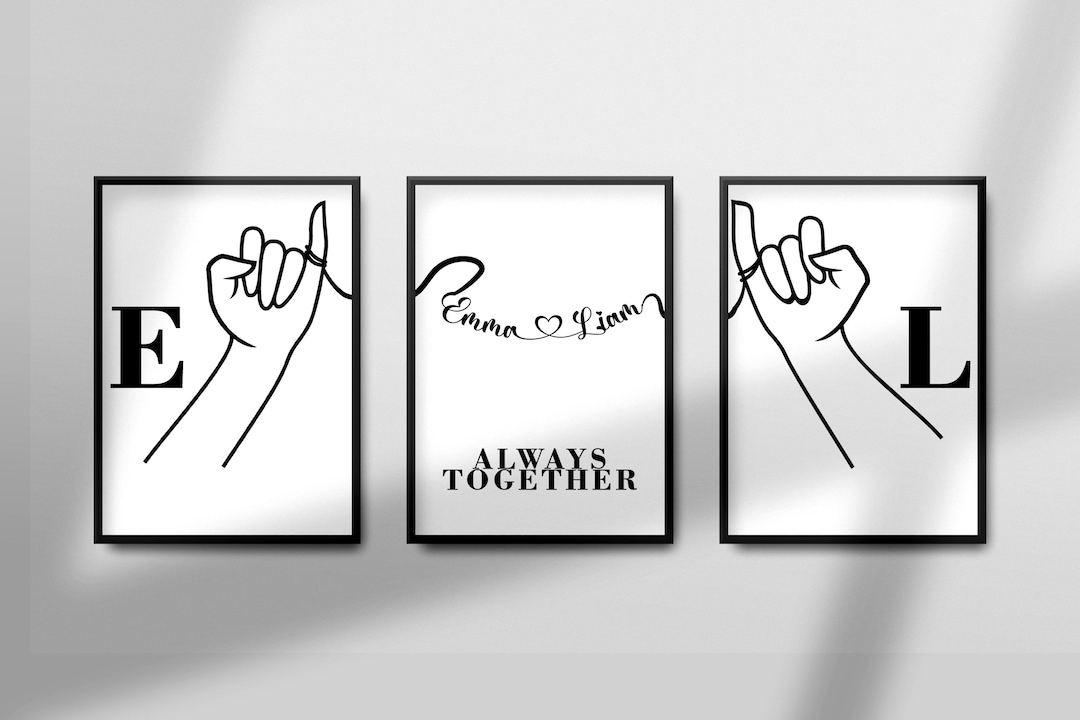 Custom Pinky Promise Wall Art - Add Names and Date - Romantic Digital ...