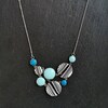 Huge Teal Blue Bottega Chain Necklace, Oversized Chain Link Statement ...