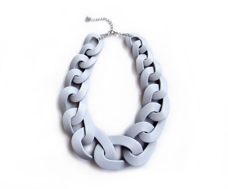 Concrete Grey Chain Link Necklace Chunky Grey Oversized - Etsy