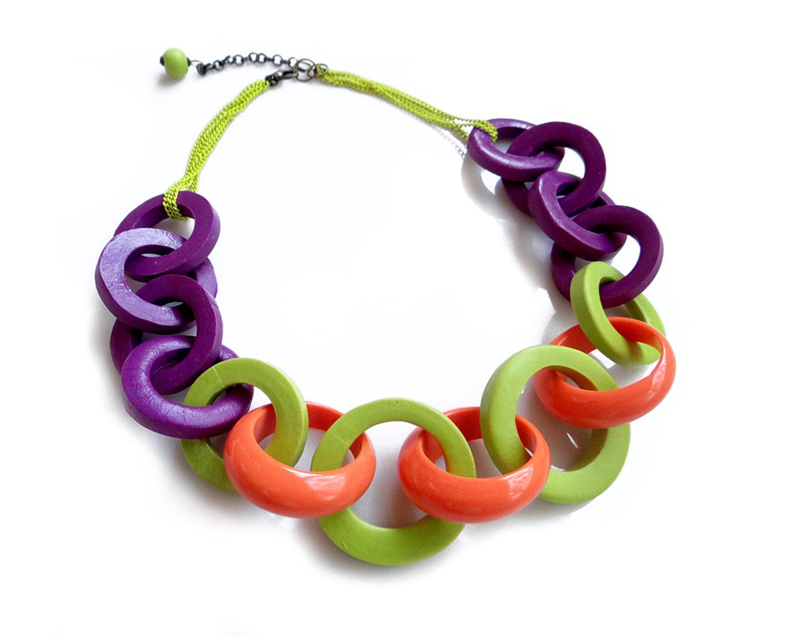 Colorful Statement Necklace Multicolor Summer Necklace Chain - Etsy