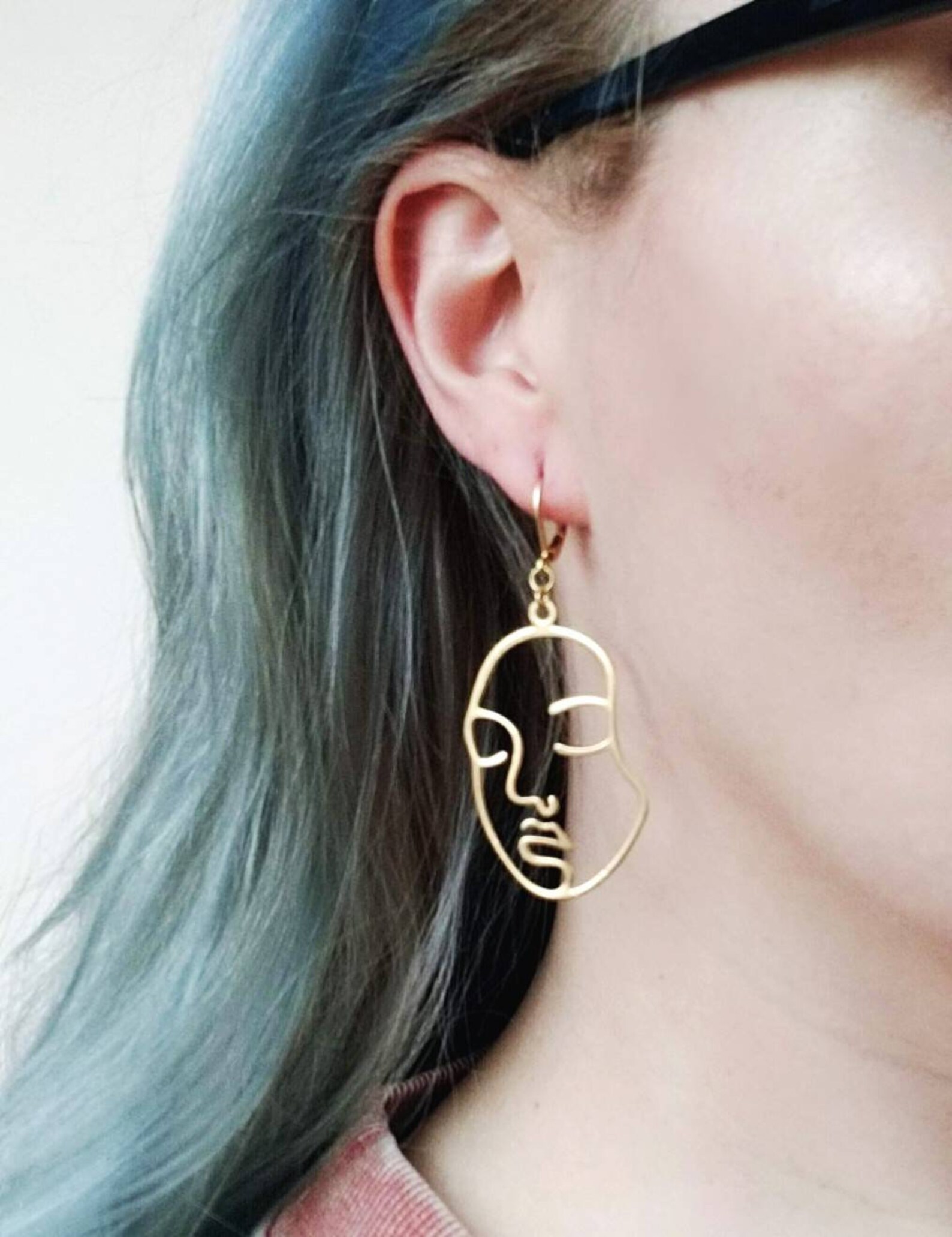 Face Earrings Abstract Woman Face Outline Earrings Modern | Etsy