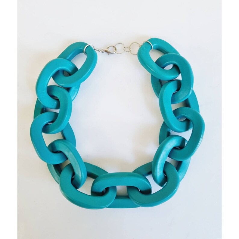 Huge Teal Blue Bottega Chain Necklace Oversized Chain Link - Etsy