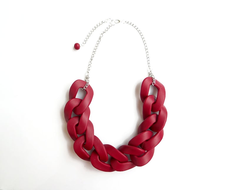 Maroon Red Chain Link Necklace Oversized Chain Statement - Etsy