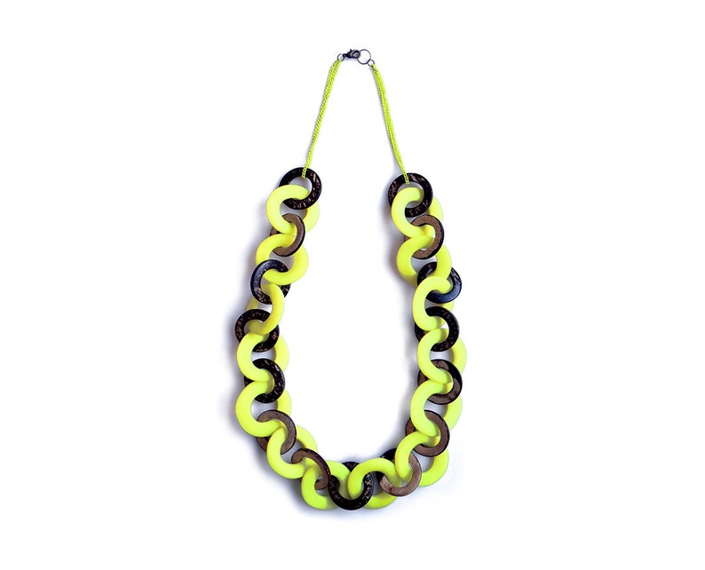 Yellow Statement Chain Link Necklace Chunky Chain Necklace - Etsy