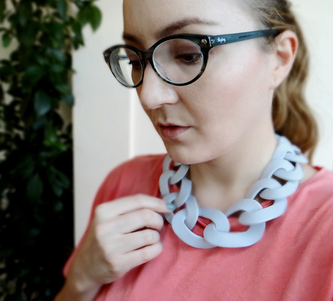 Concrete Grey Chain Link Necklace Chunky Grey Oversized - Etsy