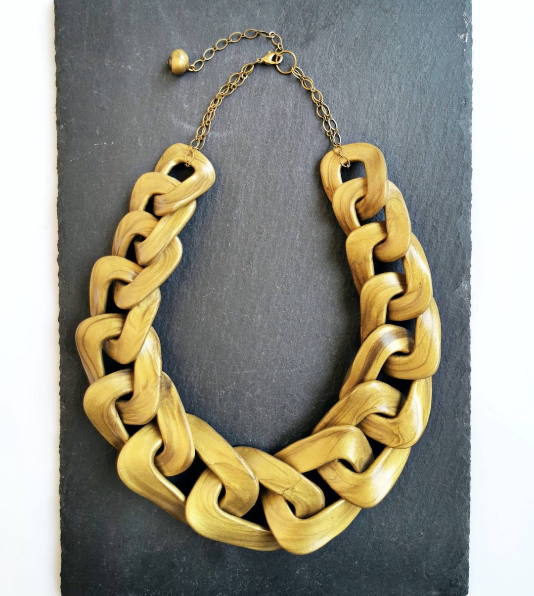 Antique Gold Chain Necklace, Oversized Chain Statement Necklace in ...