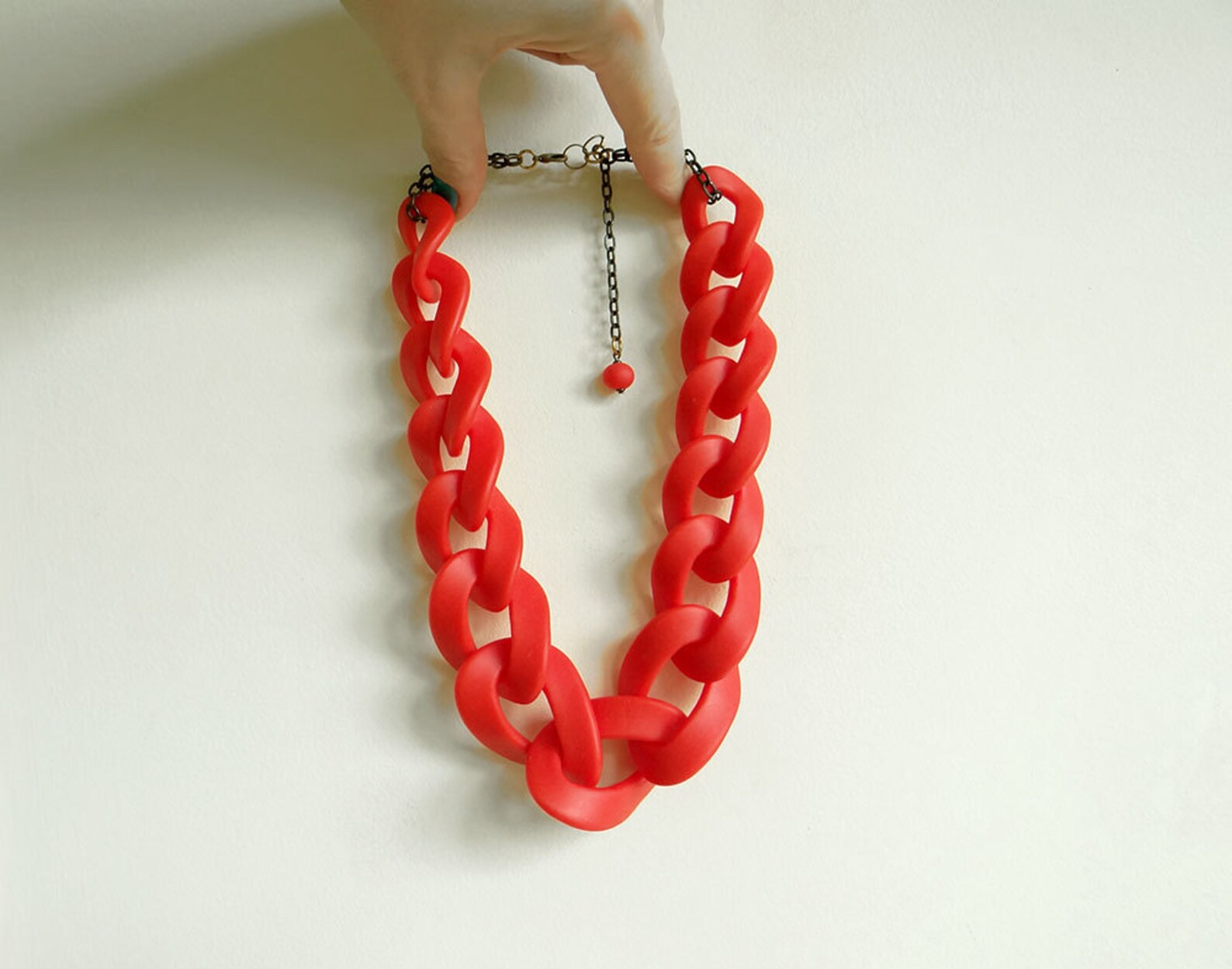 Red Oversized Chain Necklace Cherry Red Chain Link Necklace - Etsy