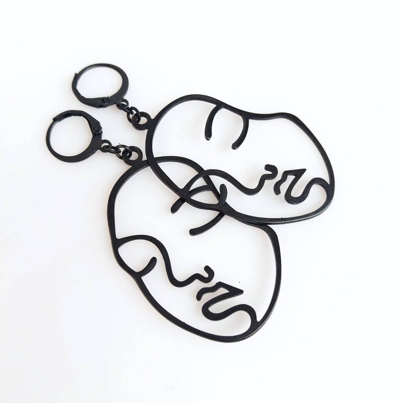 Face Earrings Abstract Woman Face Outline Earrings Modern | Etsy