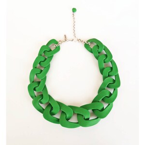 Green Chain Link Necklace, Oversized Green Statement Necklace, Gift for ...