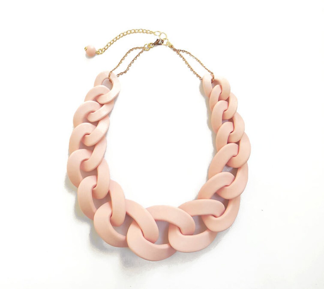 Huge Statement Link Necklace, Pink Oversized Chain Necklace, Oversized ...