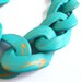Teal Chain Link Necklace, Blue Gold Chunky Necklace, Statement Jewelry ...