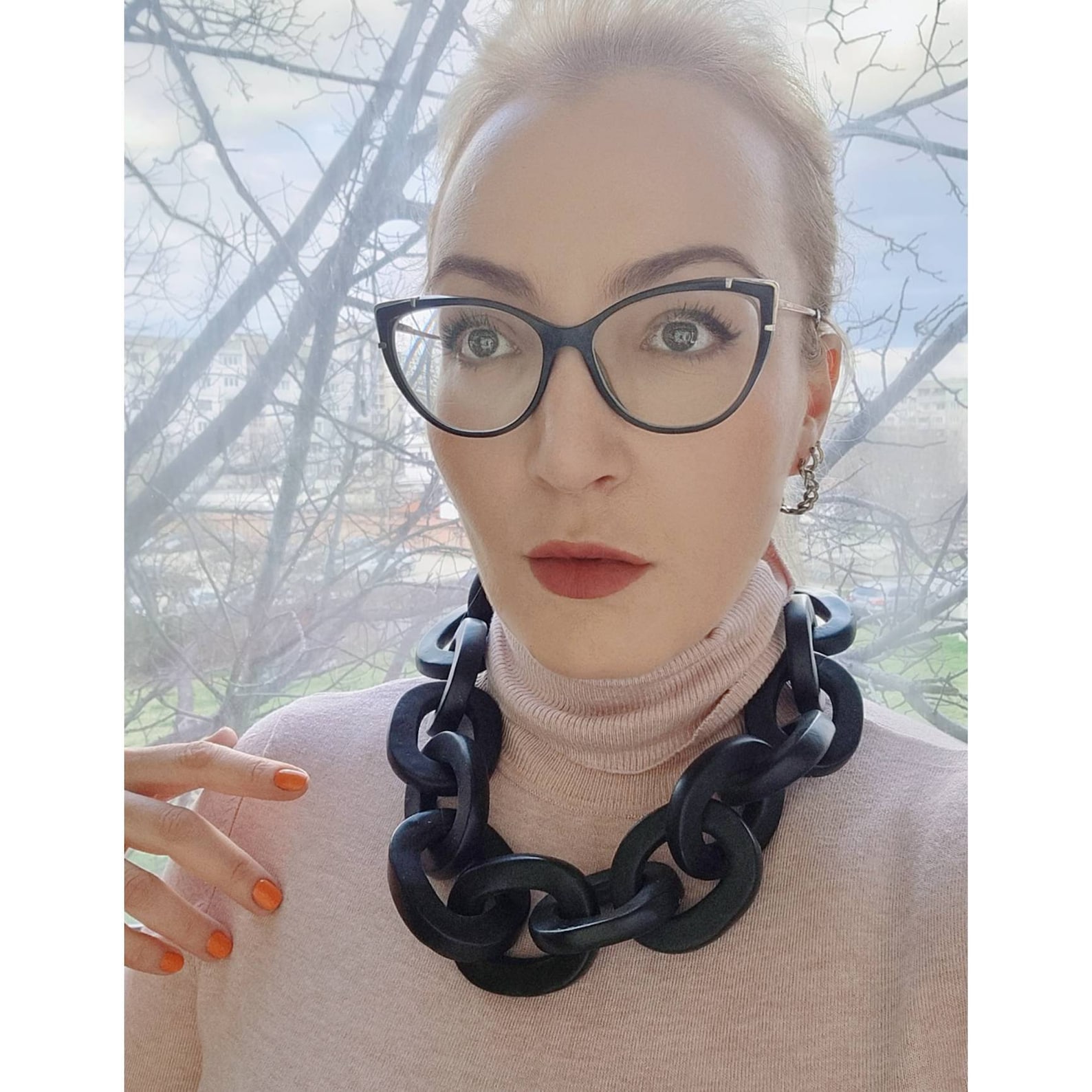 Really Big Black Chain Link Necklace, Huge Chunky Contemporary Polymer ...