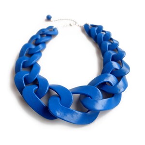 Navy Blue Chain Link Necklace, Chunky Blue Statement Necklace, - Etsy