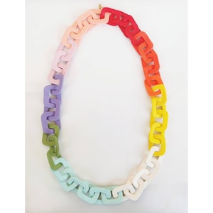 Candy Rainbow Chain Rainbow Link Necklace, Oversized Statement Necklace ...