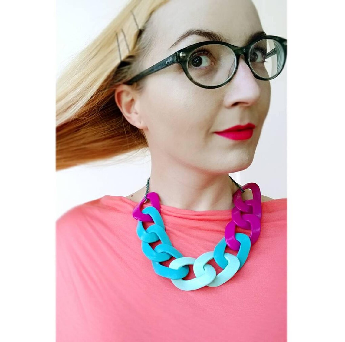 Chain Statement Necklace Polymer Clay Necklace Oversized - Etsy