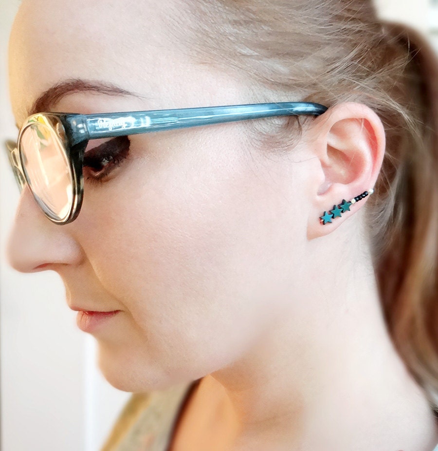 Star Ear Climber Sterling Silver Ear Wrap Gold Silver or | Etsy