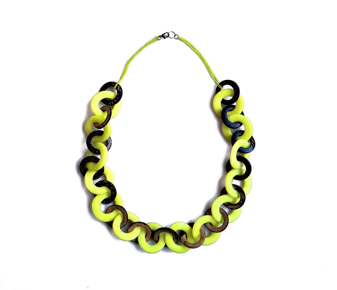 Yellow Statement Chain Link Necklace, Chunky Chain Necklace - Etsy