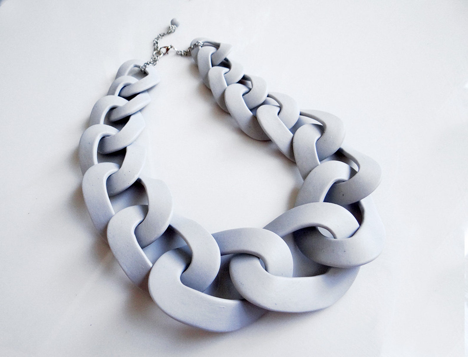 Concrete Grey Chain Link Necklace Chunky Grey Oversized - Etsy