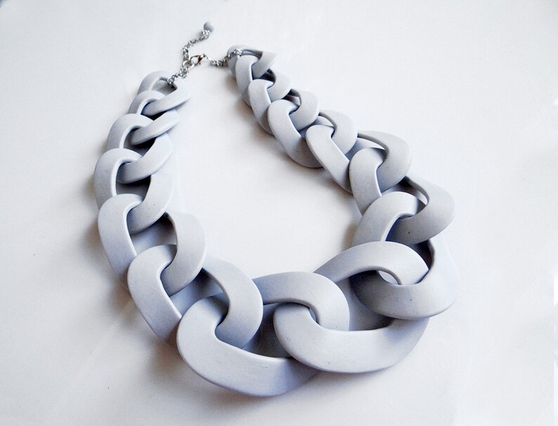 Concrete Grey Chain Link Necklace Chunky Grey Oversized - Etsy