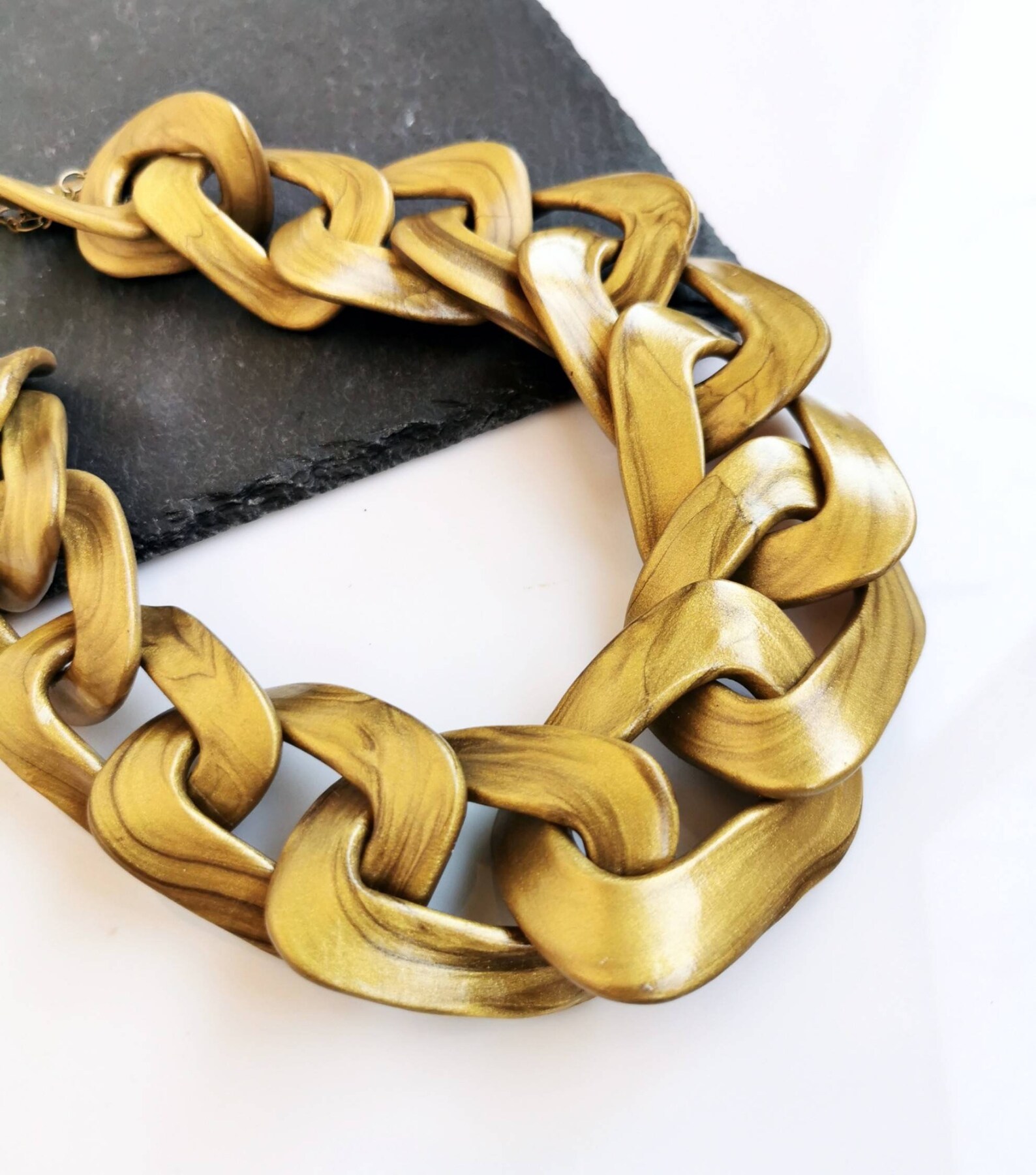 Antique Gold Chain Necklace Oversized Chain Statement - Etsy