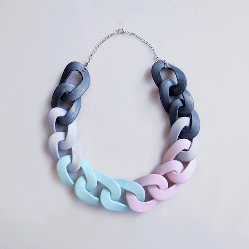 Chain Link Statement Necklace Pastel Color Block Chunky - Etsy