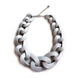 Concrete Grey Chain Link Necklace, Chunky Grey Oversized Statement ...