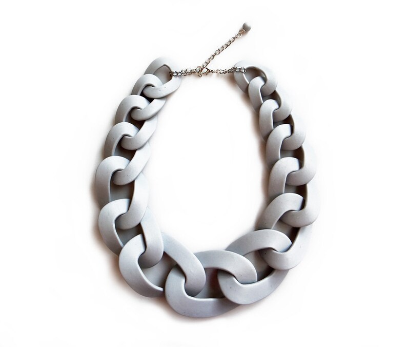 Concrete Grey Chain Link Necklace Chunky Grey Oversized - Etsy