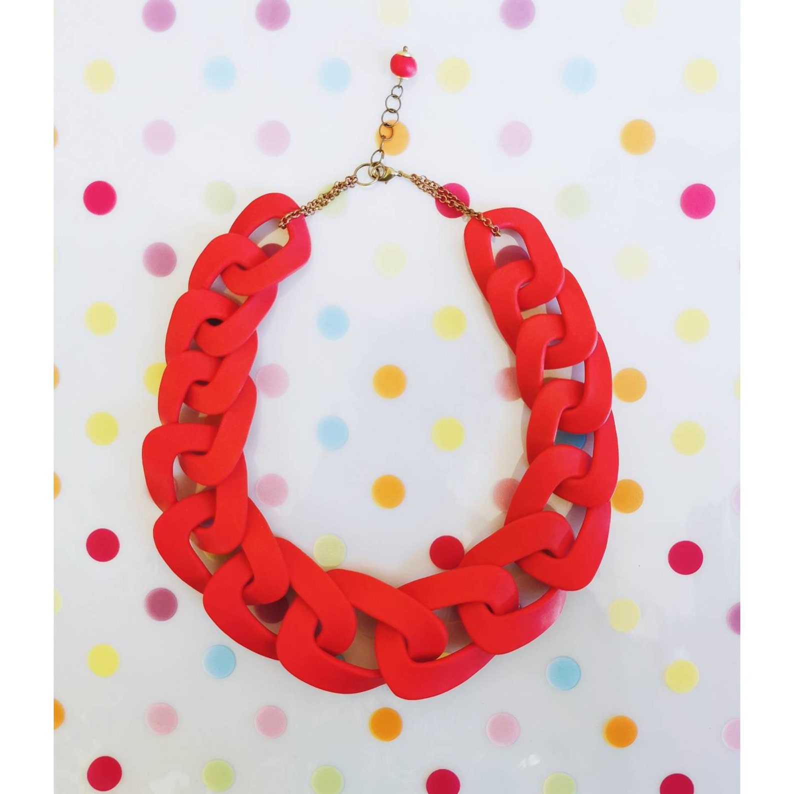 Red Oversized Chain Necklace Cherry Red Chain Link Necklace - Etsy