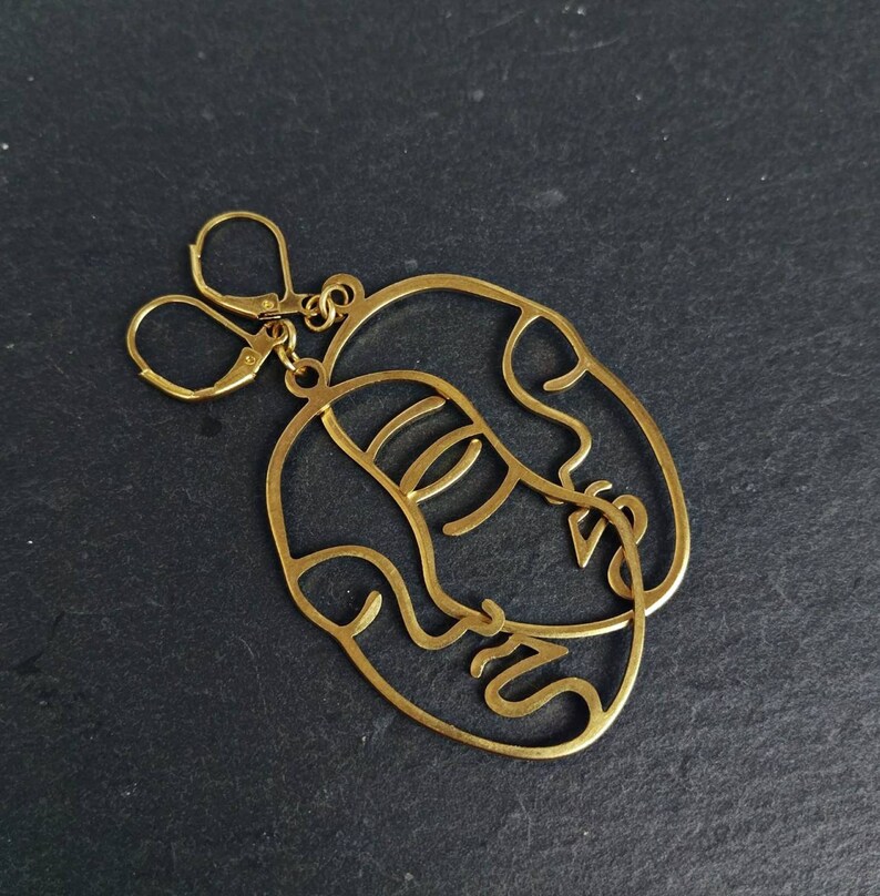 Face Earrings Abstract Woman Face Outline Earrings Modern | Etsy
