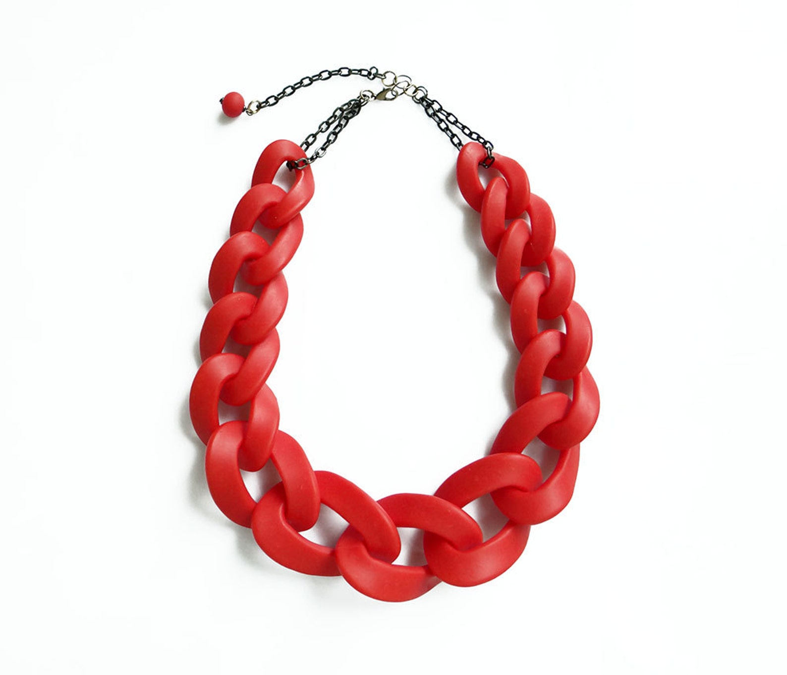 Red Oversized Chain Necklace Cherry Red Chain Link Necklace - Etsy