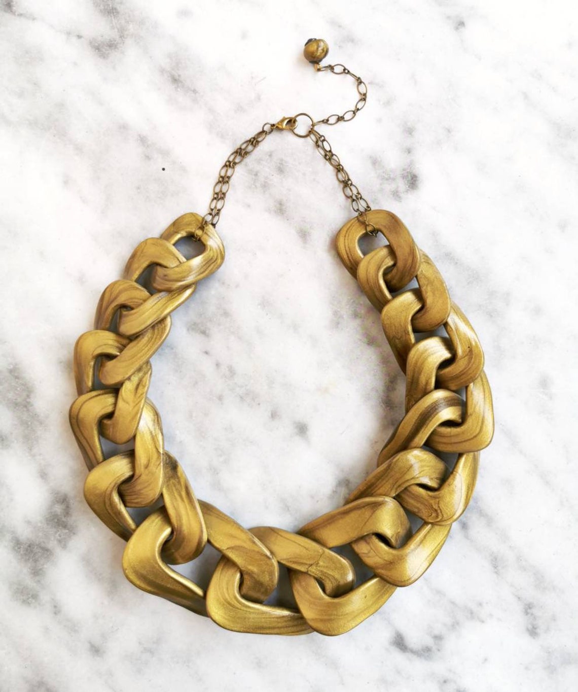 Antique Gold Chain Necklace Oversized Chain Statement | Etsy