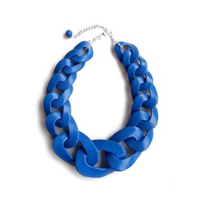 Navy Blue Chain Link Necklace, Chunky Blue Statement Necklace, - Etsy