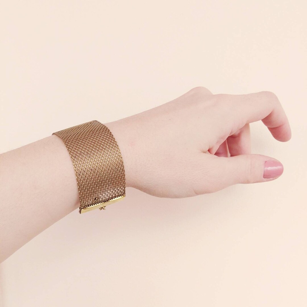 Wide Cuff Bracelet Women, Gold Mesh Bracelet, Minimalist Bracelet, FREE ...