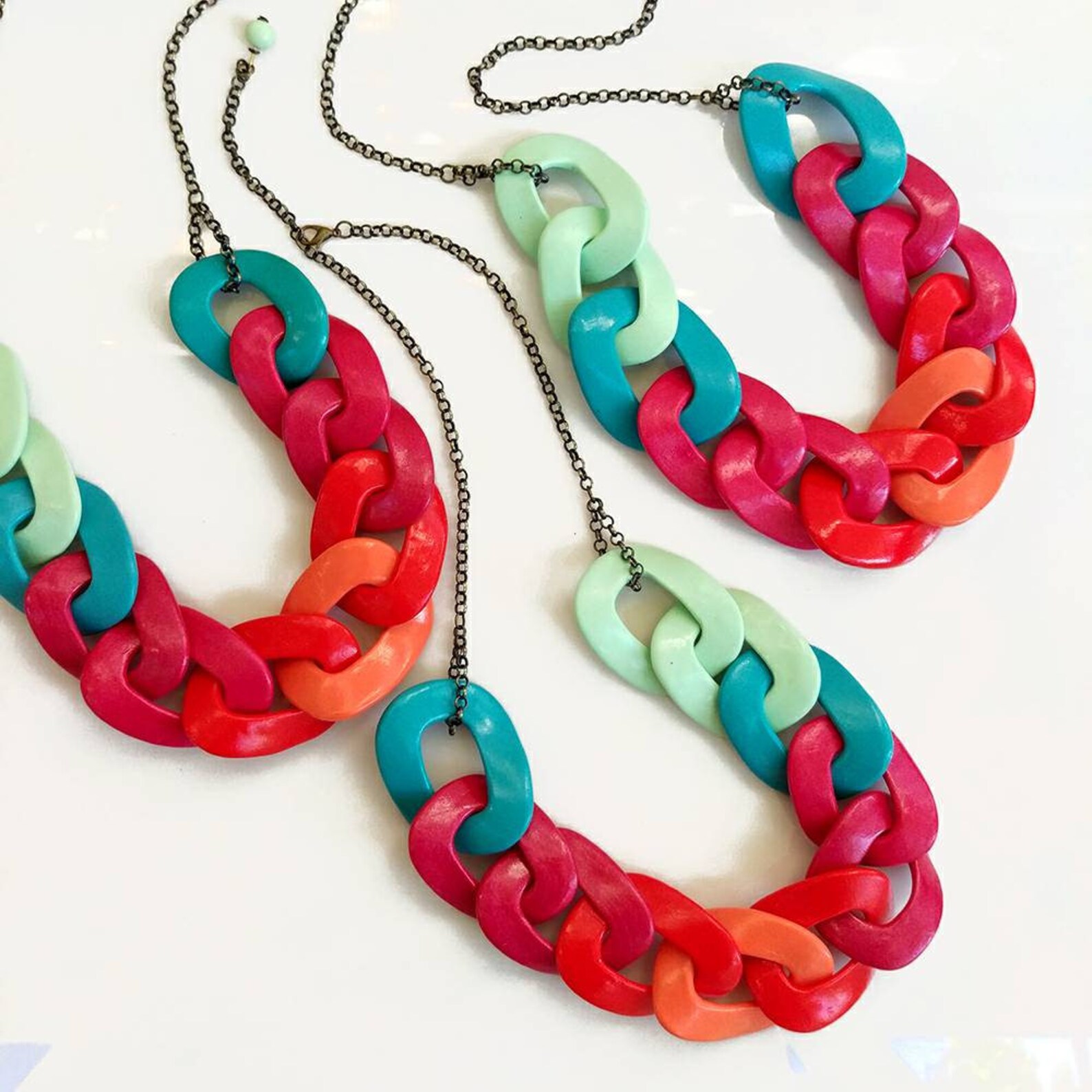 Chain Statement Necklace Polymer Clay Necklace Oversized - Etsy