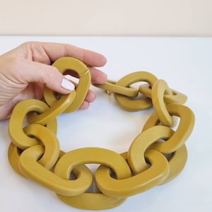 Honey Mustard Giga Chain, Huge Bottega Chain Necklace, Chain Link ...