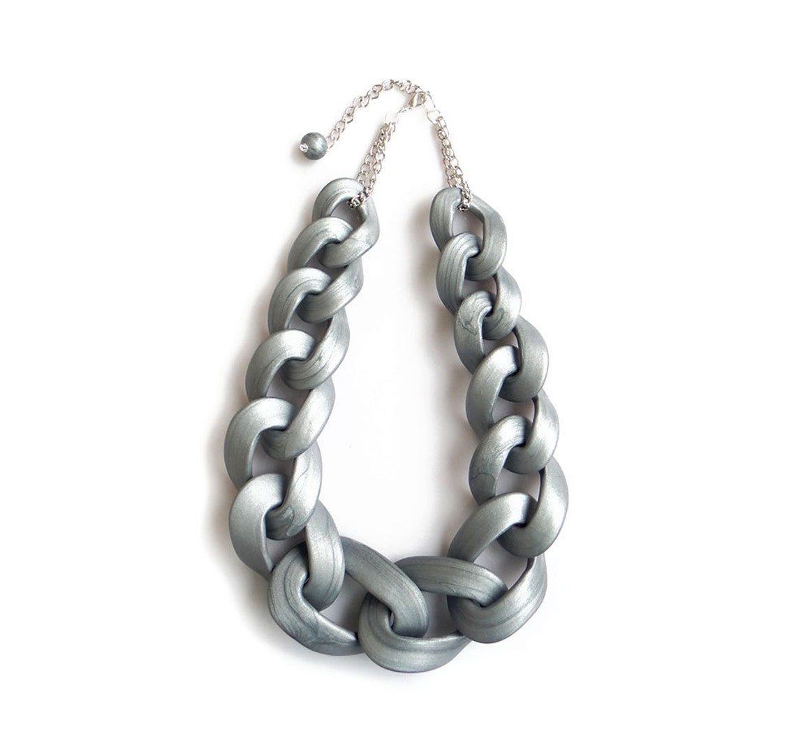 Silver Chain Link Necklace Chunky Chain Link Necklace - Etsy