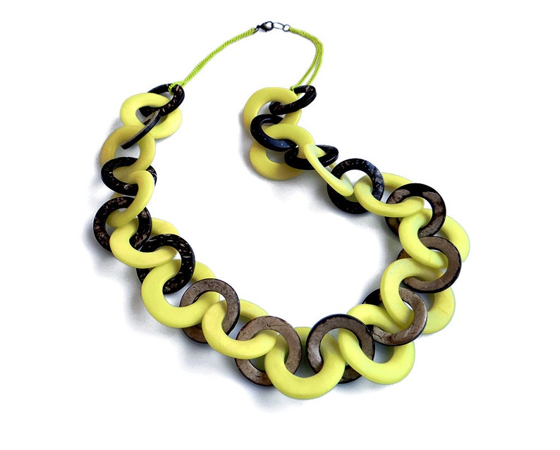 Yellow Statement Chain Link Necklace Chunky Chain Necklace - Etsy